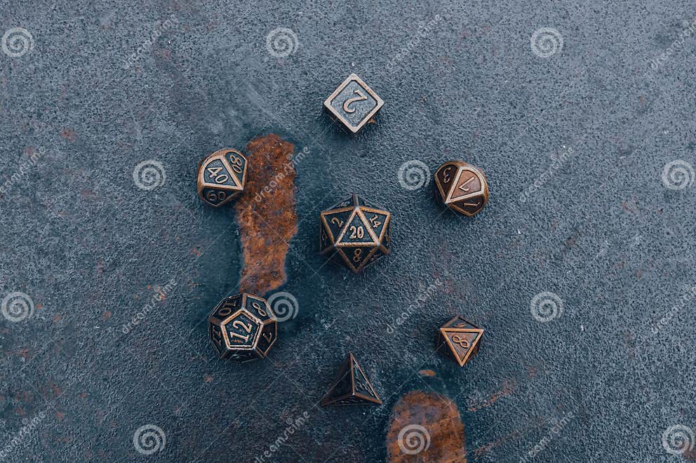 Overhead View of a Set of Ttrpg Gaming Dice Stock Image - Image of ...
