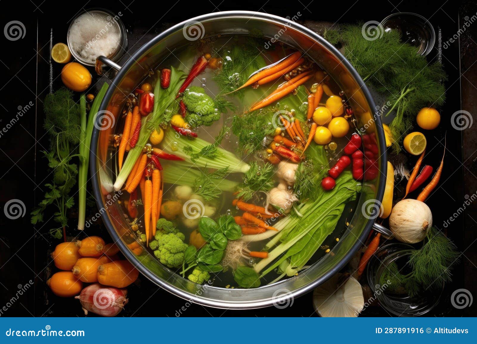 Overhead View of a Sink Filled with Soaking Vegetables Stock Photo ...