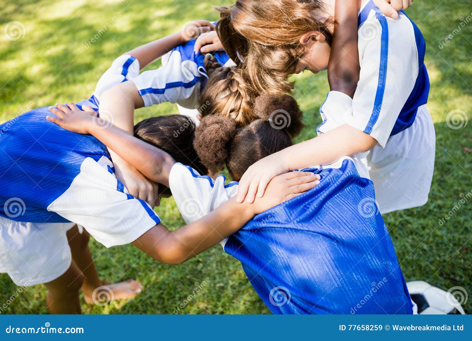 Overhead View of Soccer Team Forming Huddle Stock Image - Image of ...