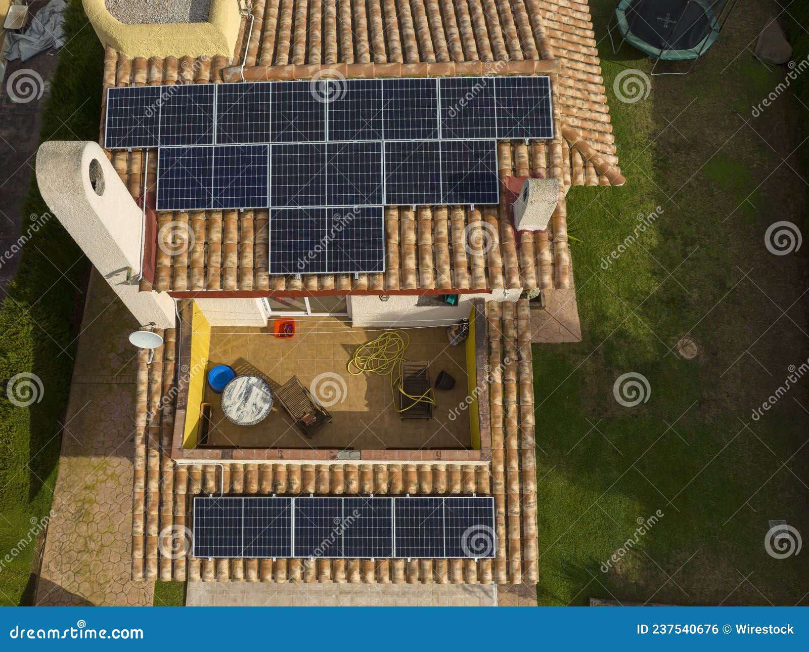 Overhead View of Solar Panels Installed on the Roof Stock Photo - Image ...