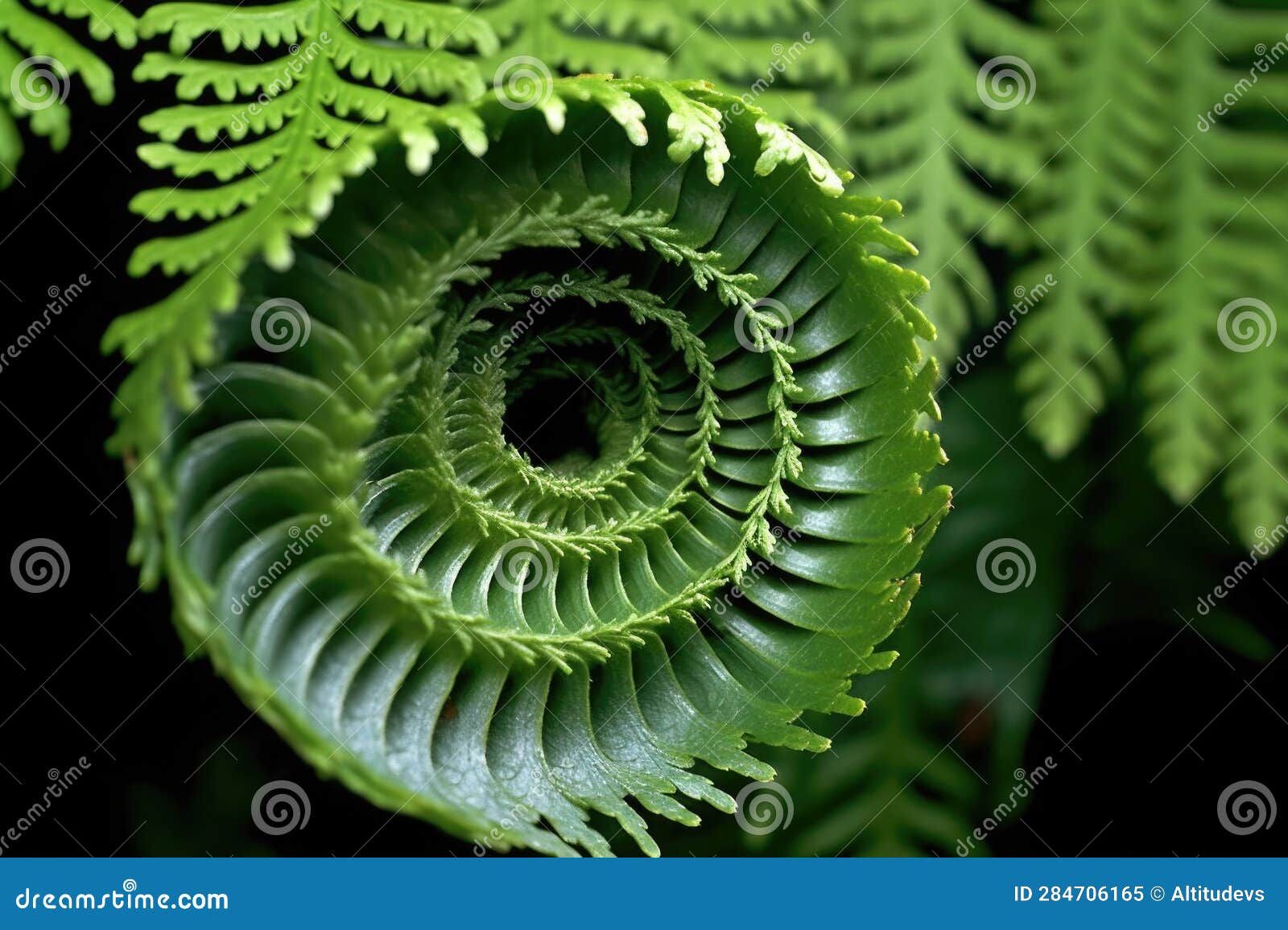 Overhead View of a Spiraling Fern Leaf Unfurling Stock Image - Image of ...
