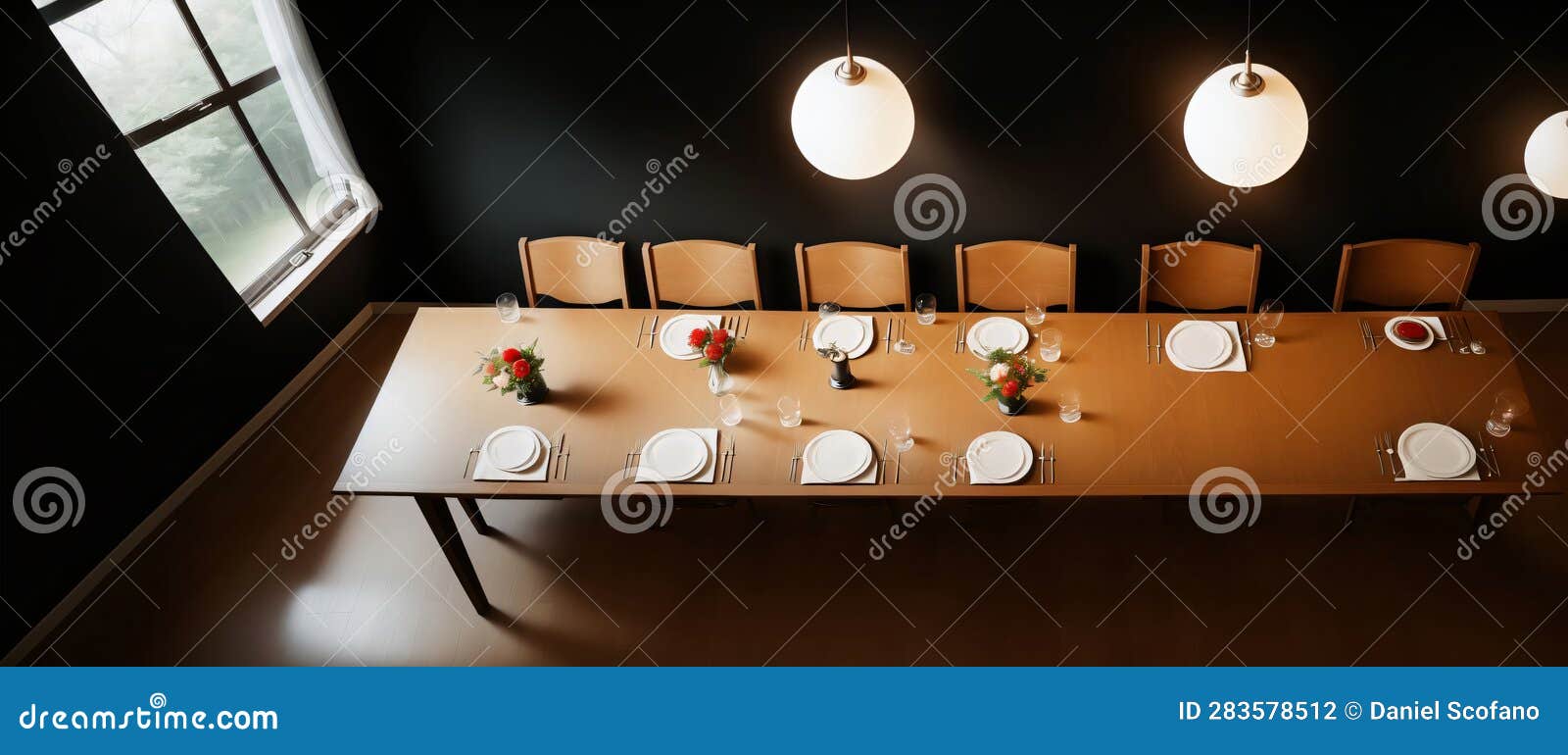 An Overhead View of a Table Set for a Formal Dinner. Generative AI ...