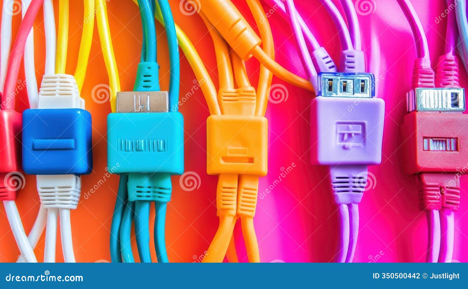 An Overhead View of a Tangled Mess of Colored Ethernet Cables Each ...
