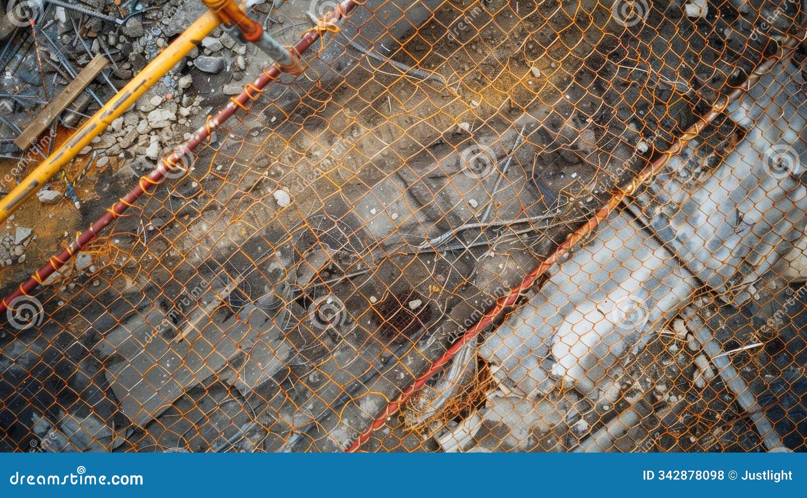 An Overhead View of a Temporary Chainlink Fence Marked with Progress ...