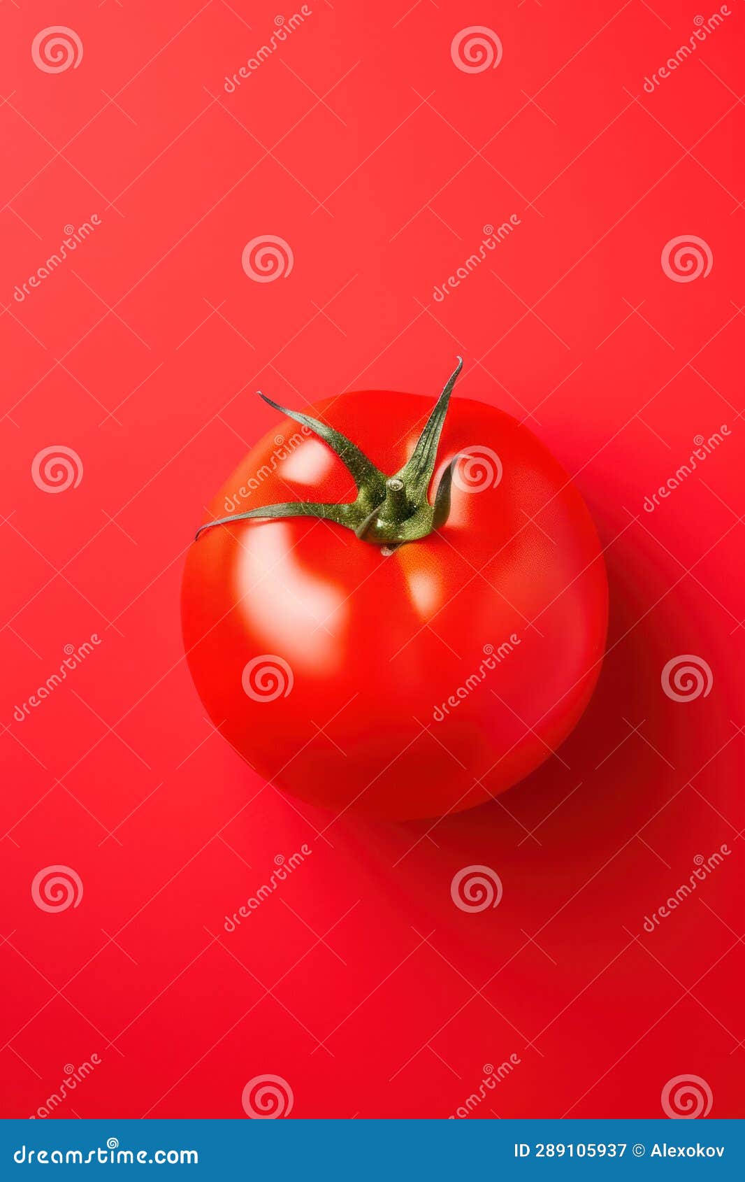 Overhead View of Tomato on Red Background AI Generated Stock ...