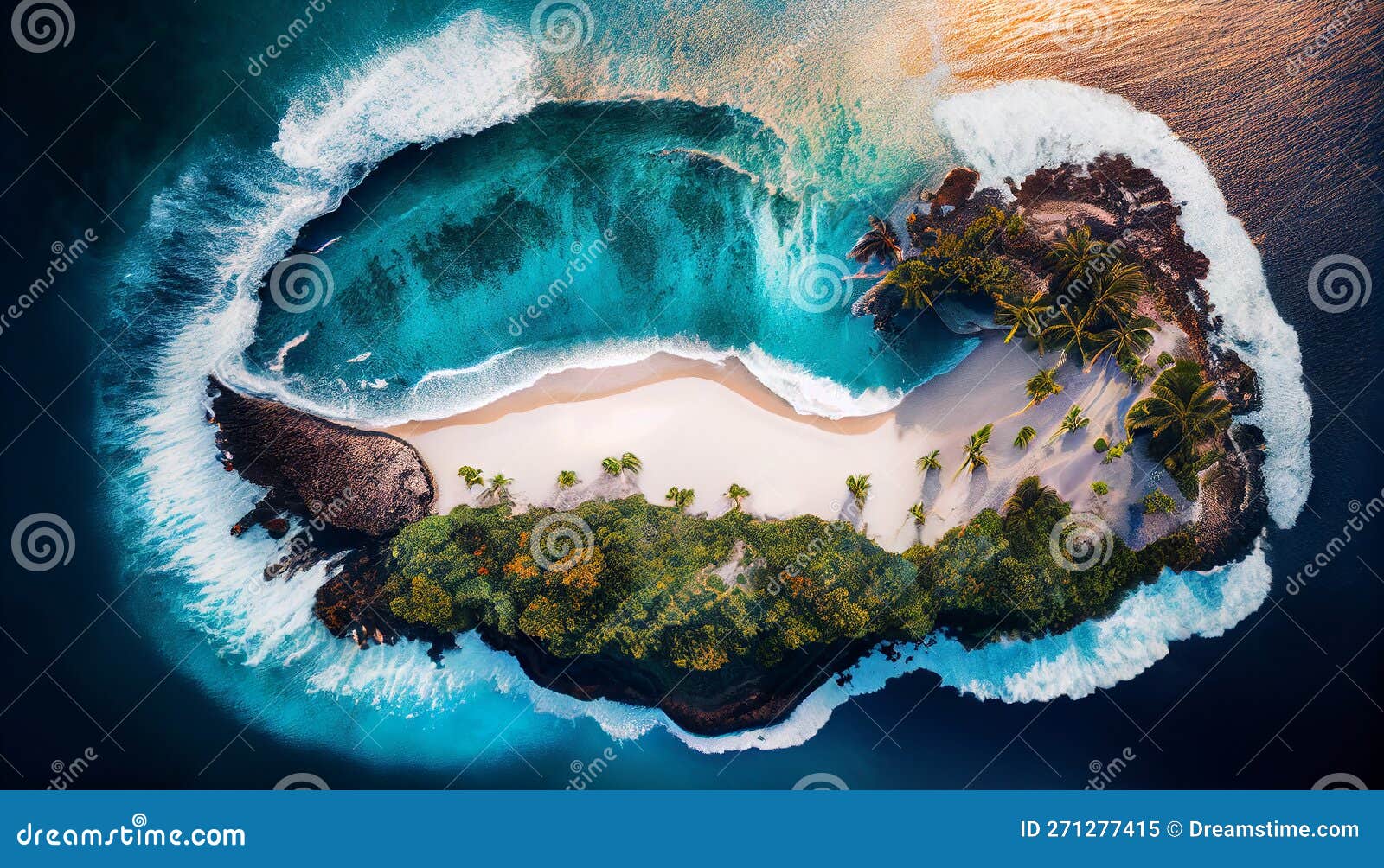 Overhead View of Tropical Island with Blue Water Stock Illustration ...