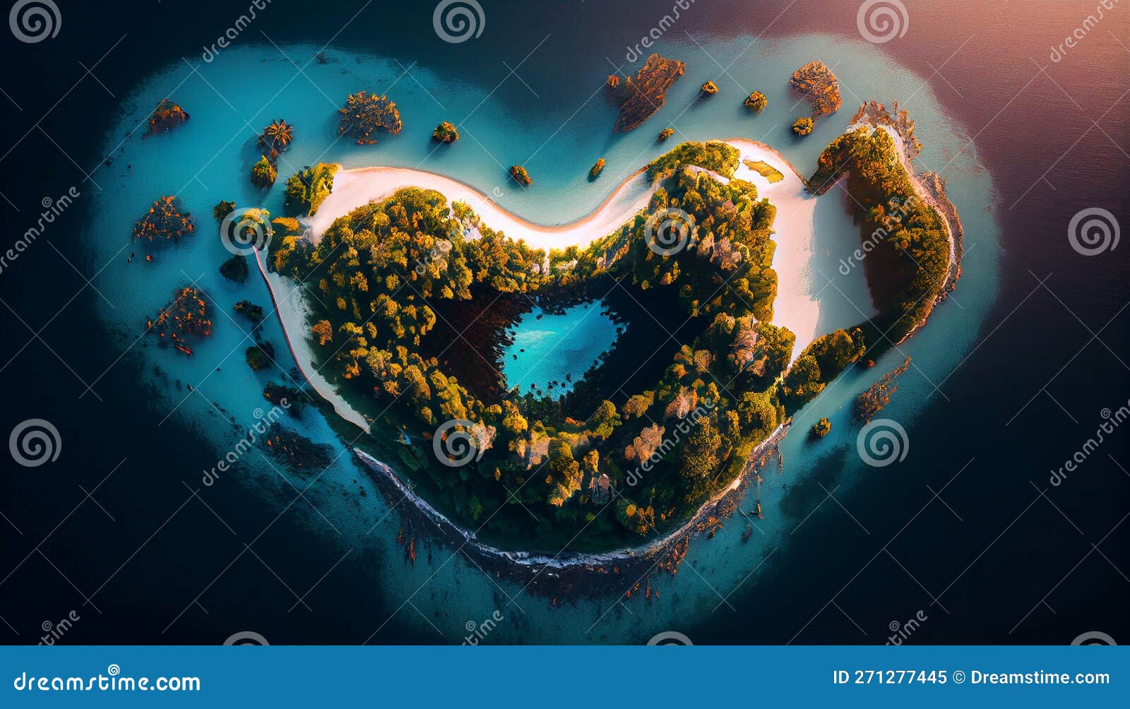 Overhead View of Tropical Island with Blue Water Stock Illustration ...