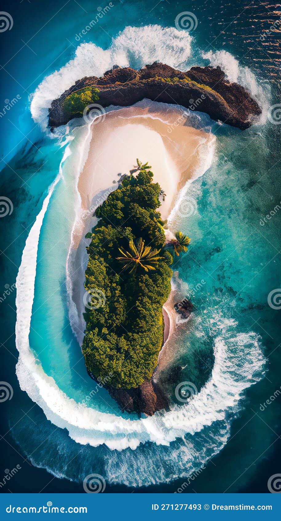Overhead View of Tropical Island with Blue Water Stock Illustration ...