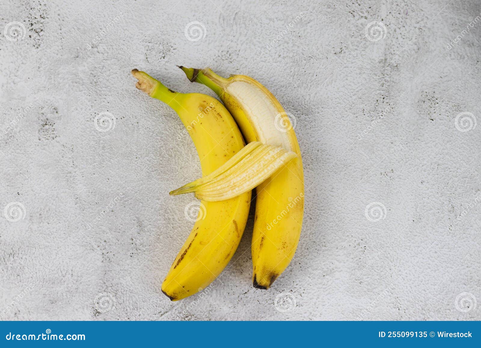 Overhead View of Two Bananas Held Together on the Table Stock Image ...