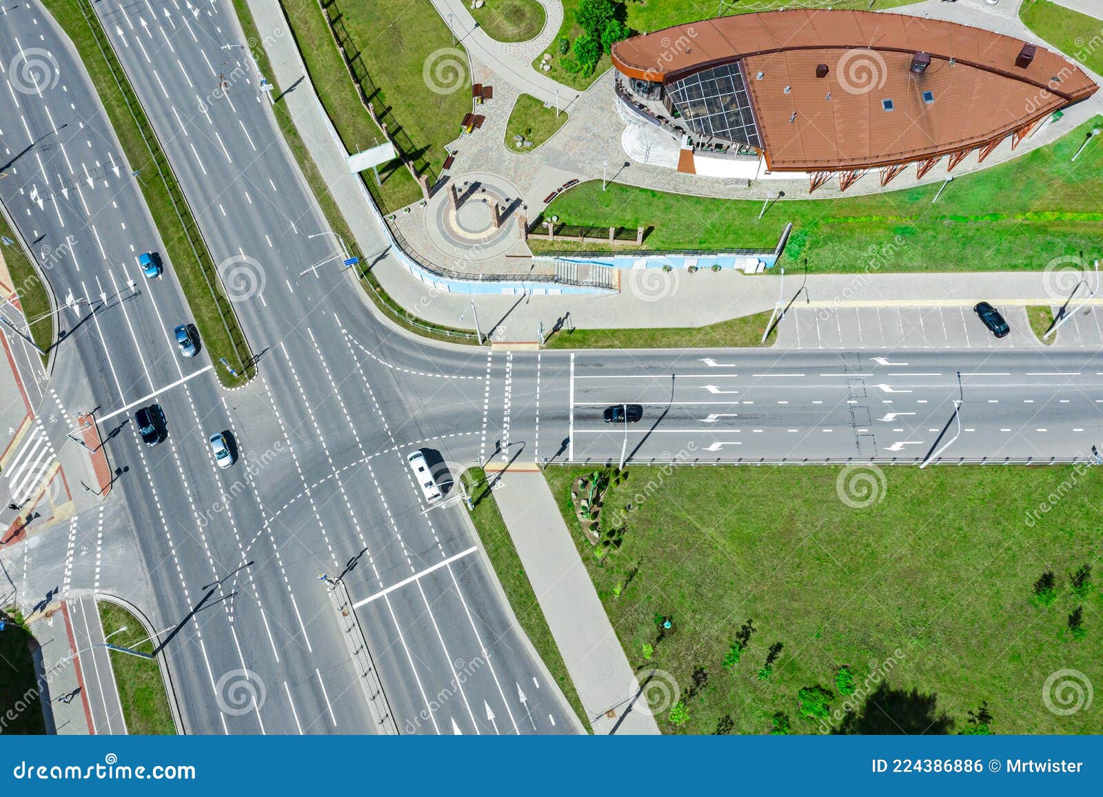 Overhead View of Urban Road Intersection Stock Photo - Image of ...