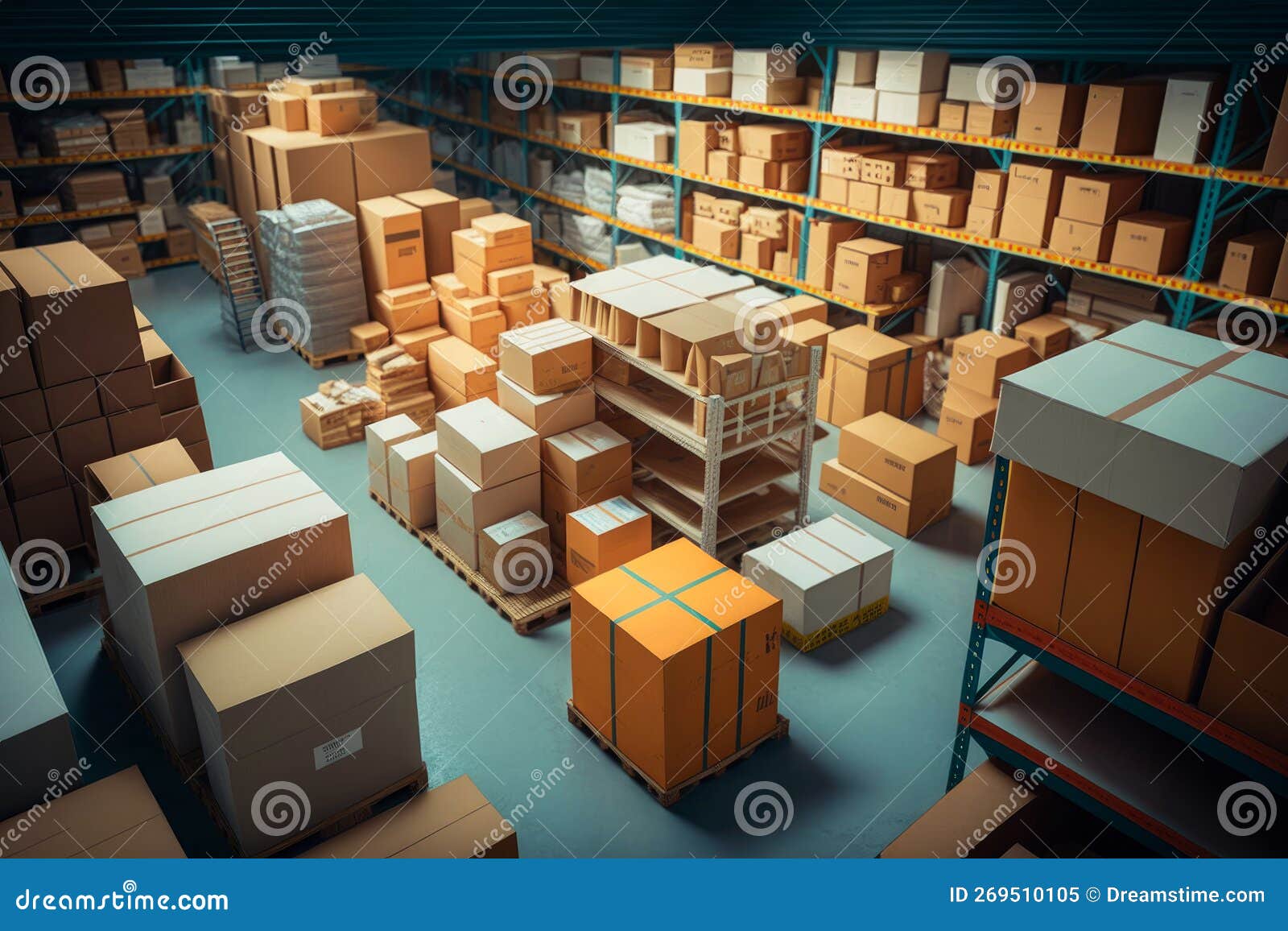 An Overhead View of Warehouse with Many Boxes. Generative AI Stock ...