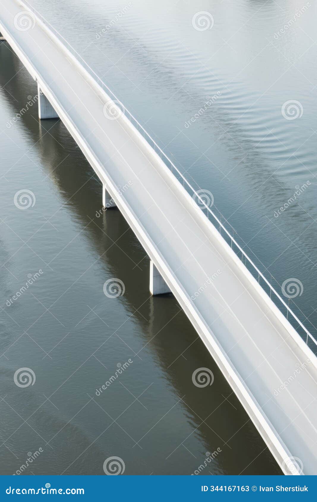 Overhead View of Wide Bridge Spanning Across River. Stock Image - Image ...