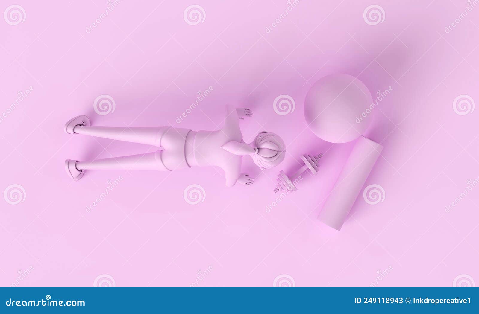 Overhead View of a Woman Doing Push Ups. 3D Rendering Stock ...