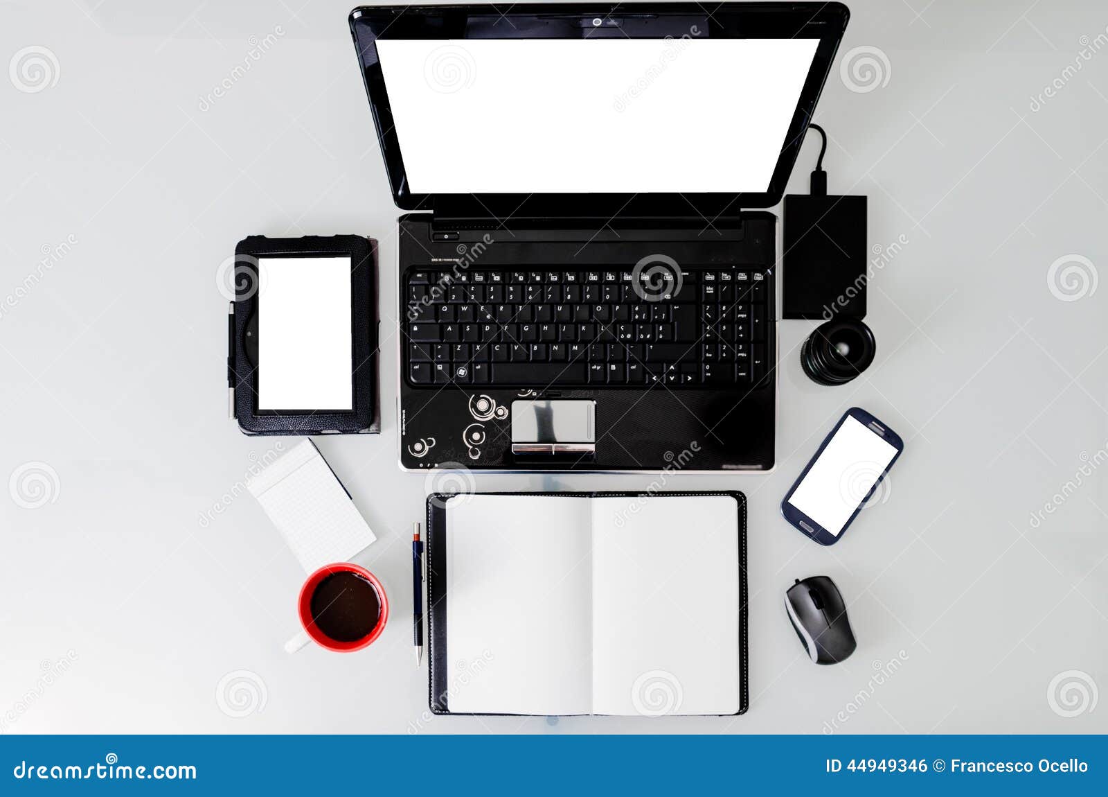 Overhead View of a Work Station Stock Photo - Image of angle, cell ...