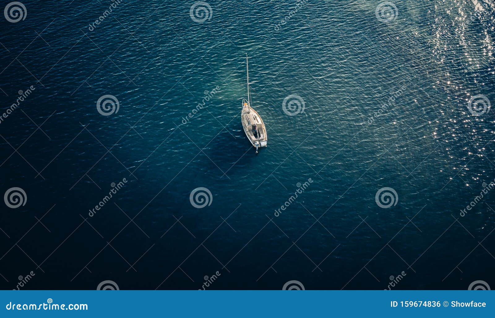 Overhead Views Ofa Small Yacht on the Water Stock Photo - Image of ...