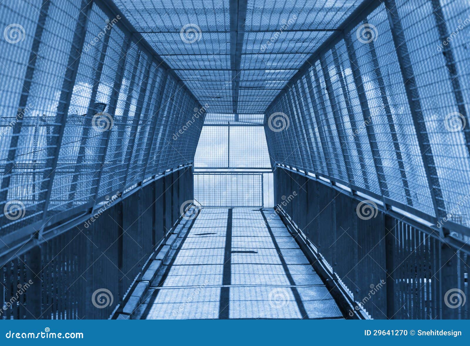 Overhead Walking Bridge with Mesh Stock Photo - Image of extend, snowy ...