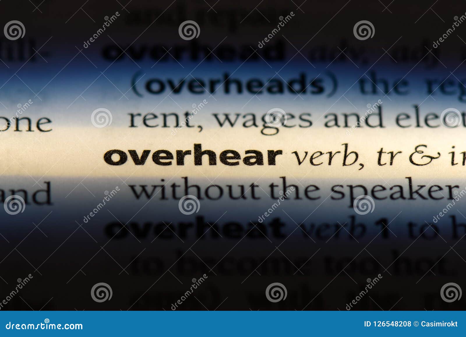 Overhear stock photo. Image of english, definition, macro - 126548208