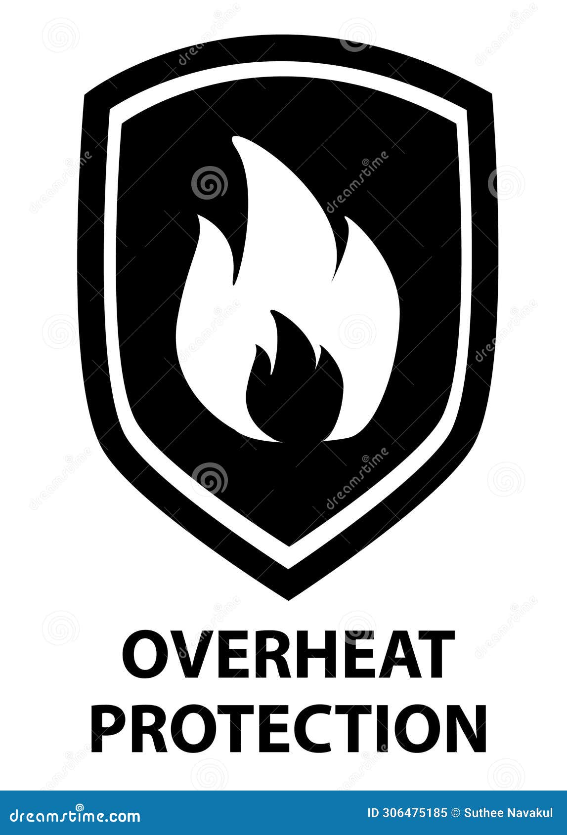 Overheat Protection Icon. Overheat Protection with Shield Sign ...