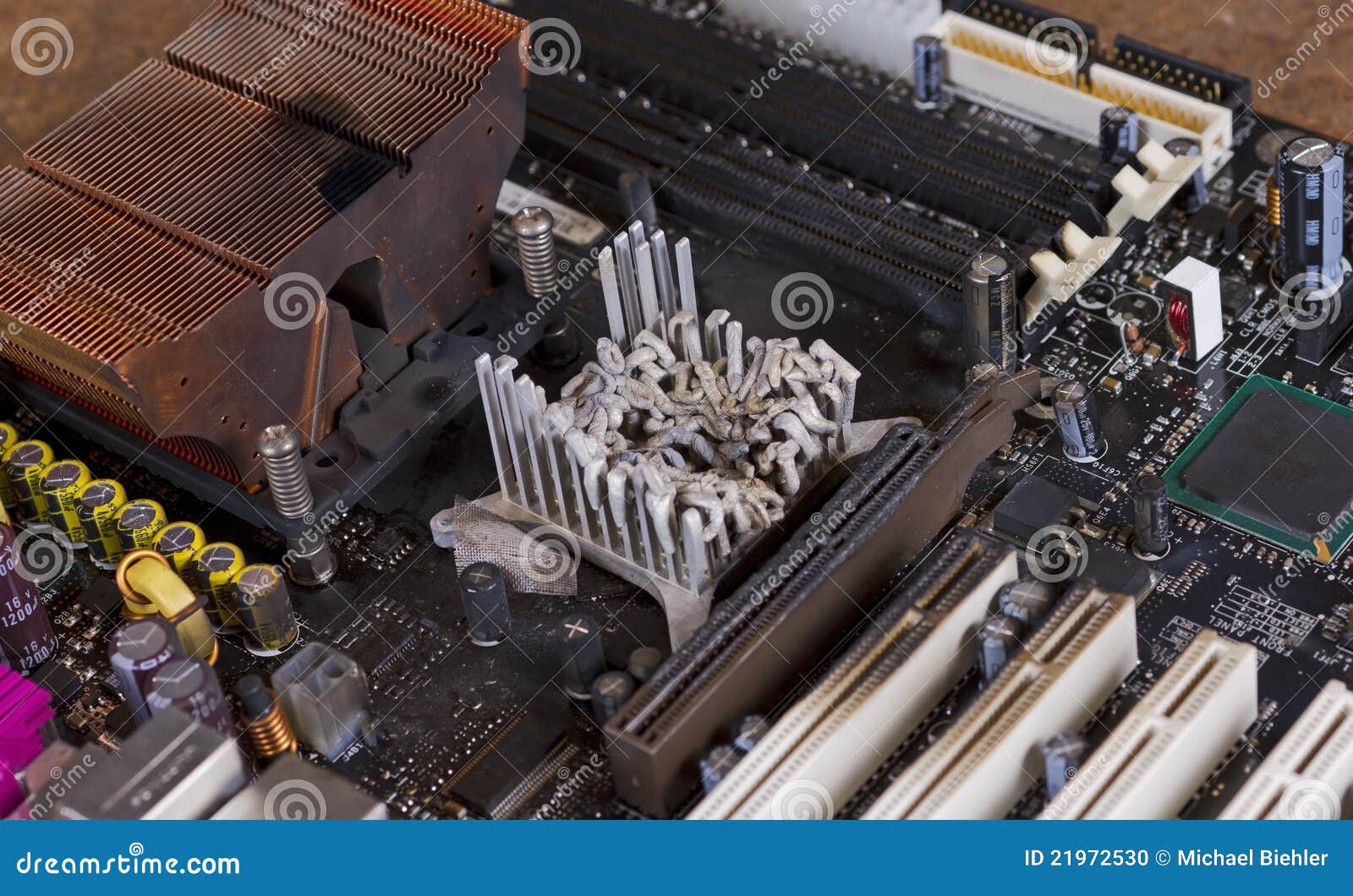 Overheated computer part stock photo. Image of destroyed - 21972530