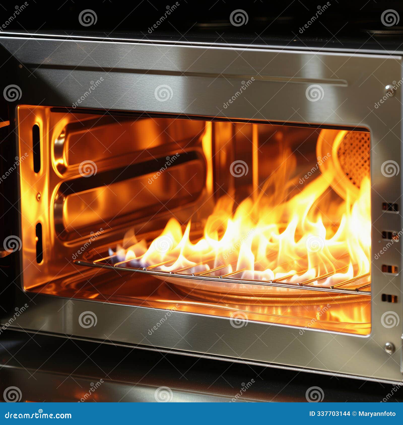 Overheated Microwave Emitting Flames in a Contemporary Kitchen ...