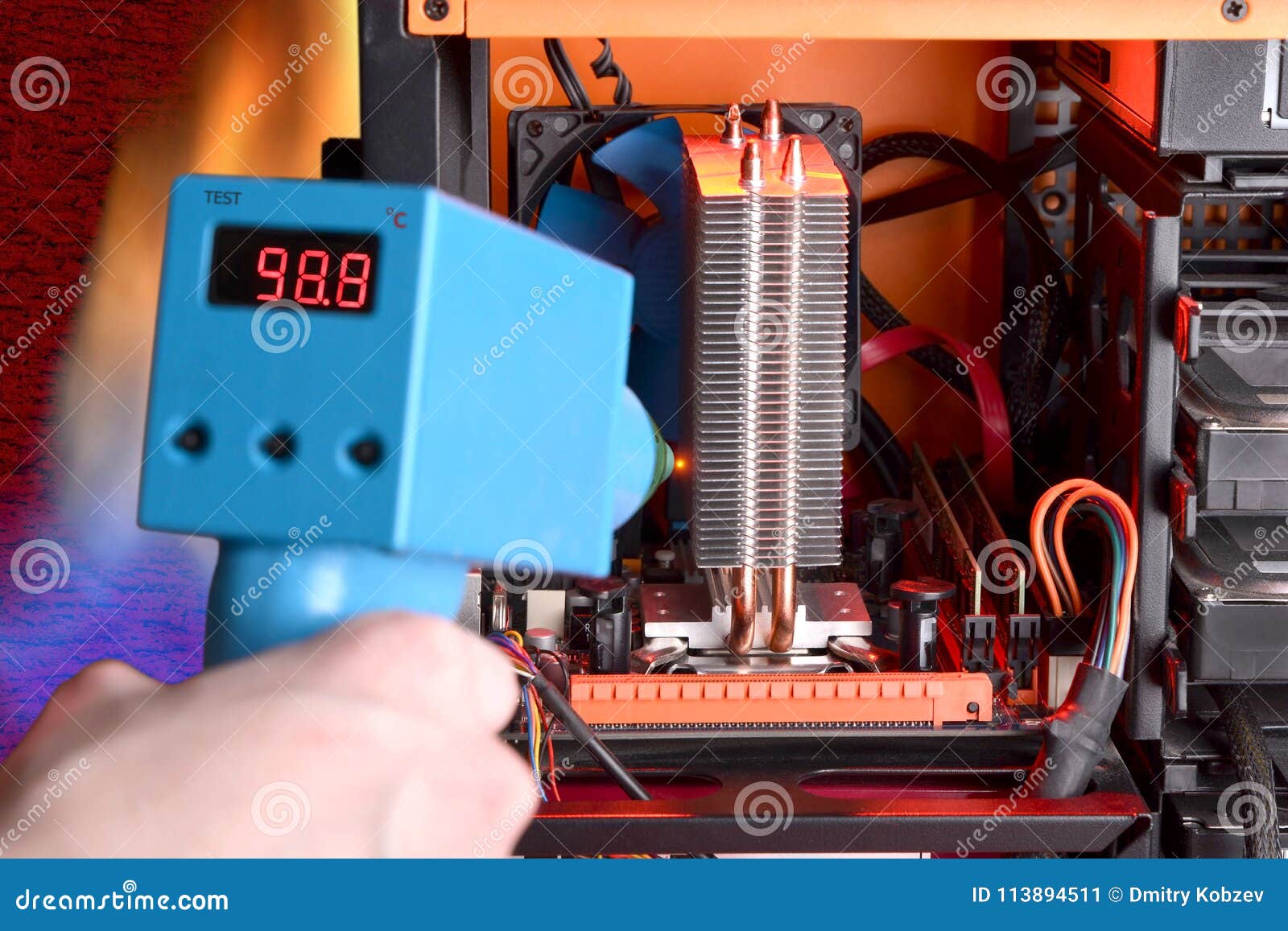 Overheating of the Computer Cooling System Stock Image - Image of hand ...