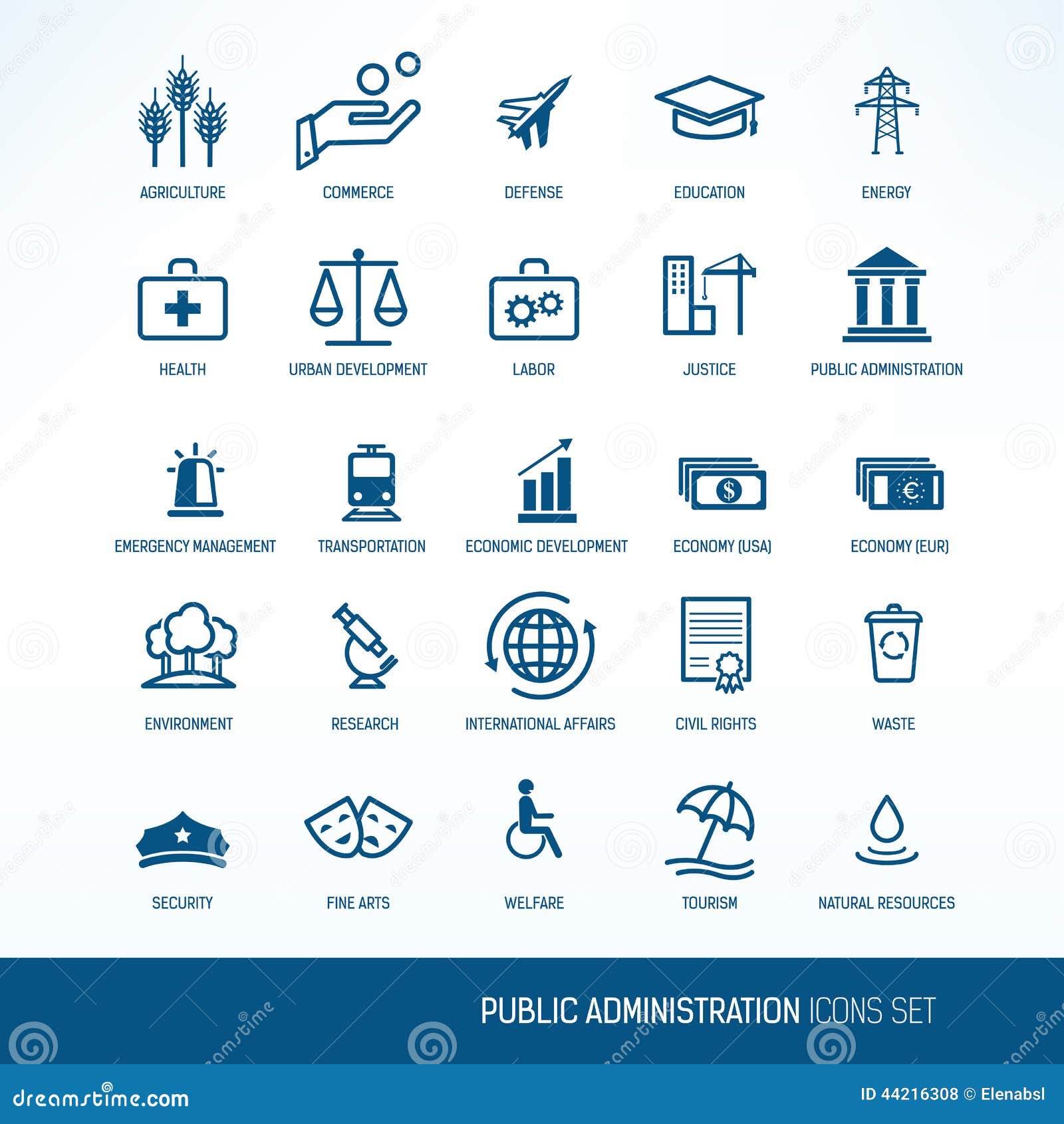 Overheidsdienstpictogrammen Vector Illustratie - Illustration of ...