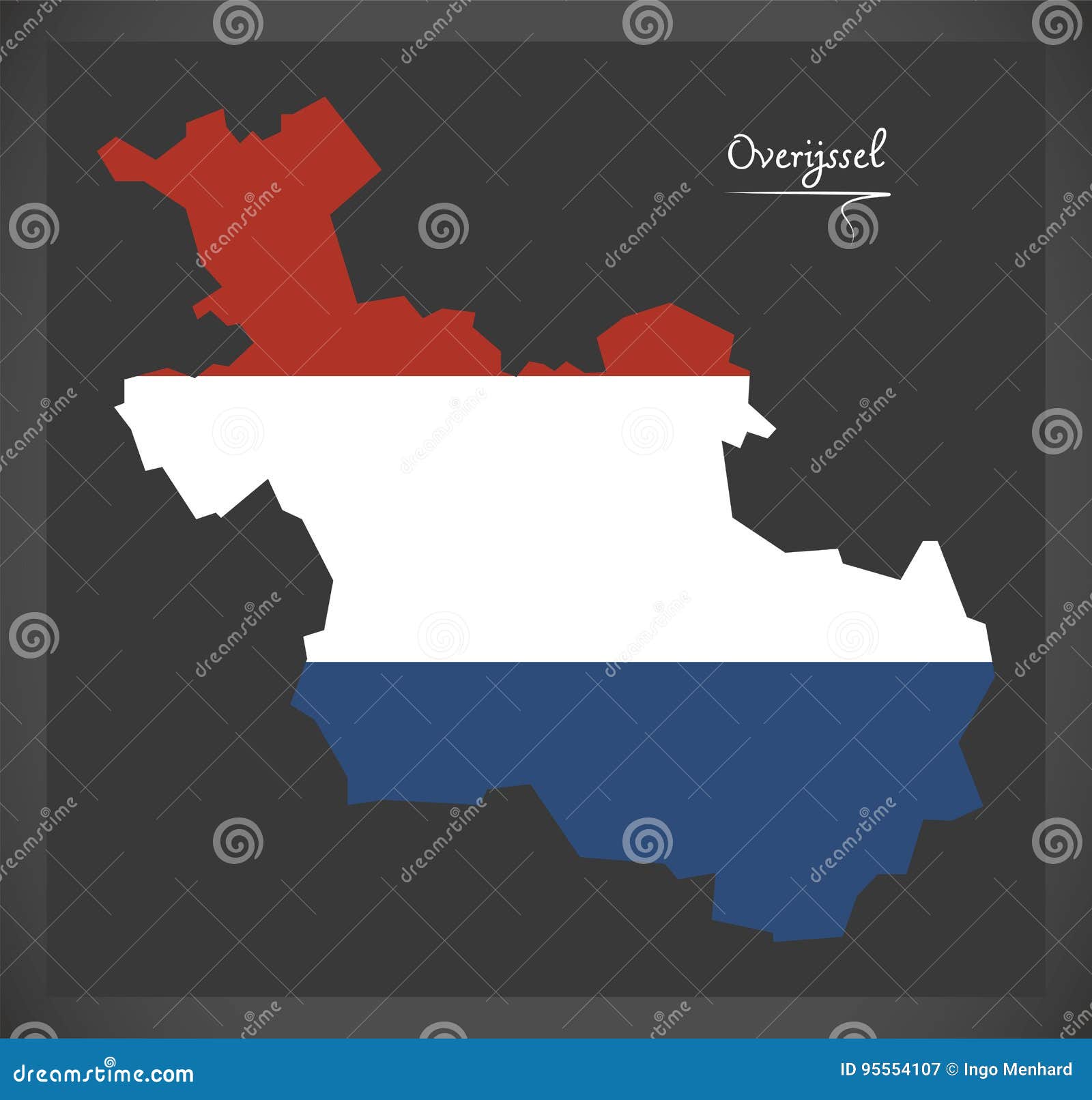 Overijssel Netherlands Map with Dutch National Flag Stock Vector ...