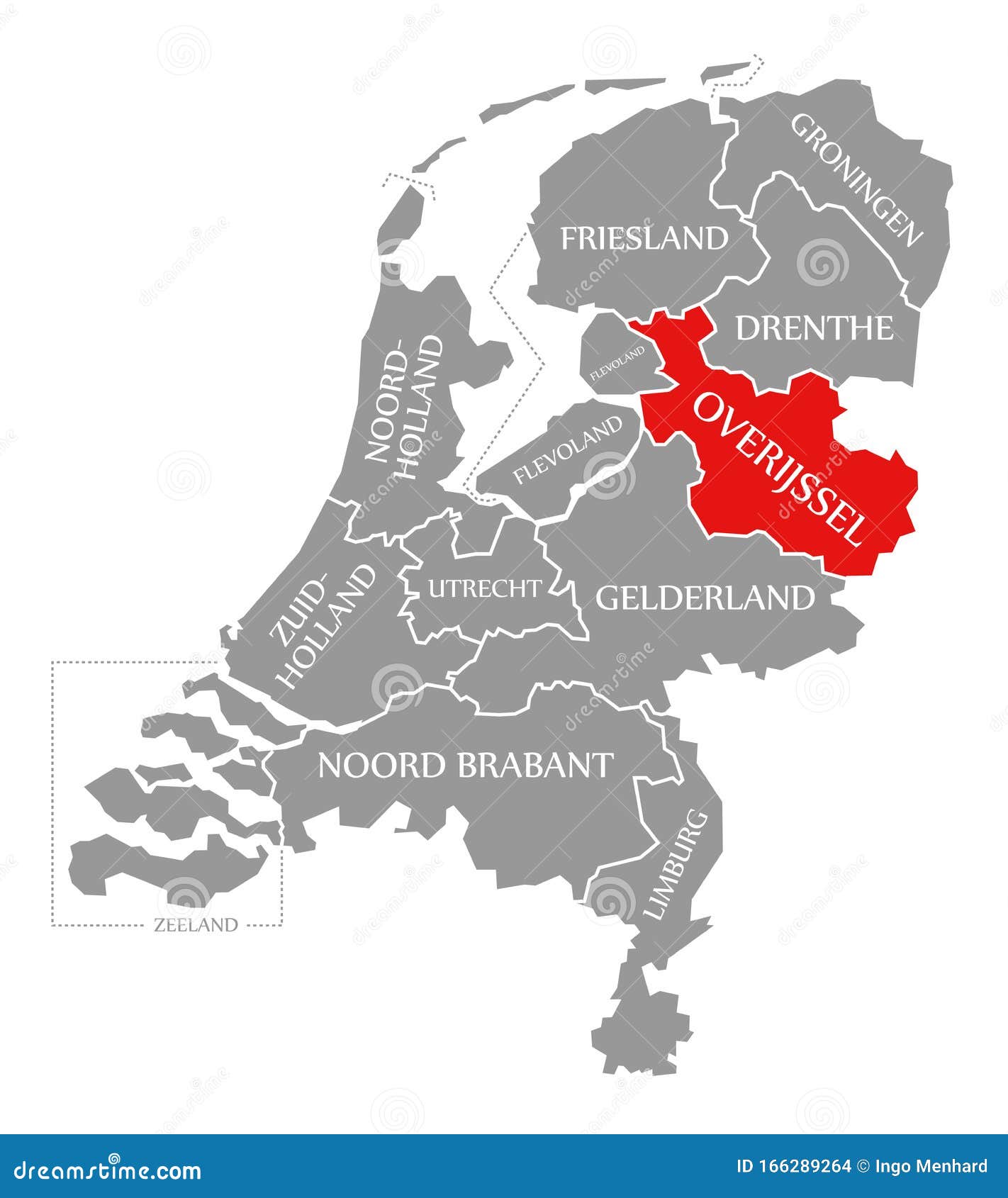 Overijssel Red Highlighted in Map of Netherlands Stock Illustration ...