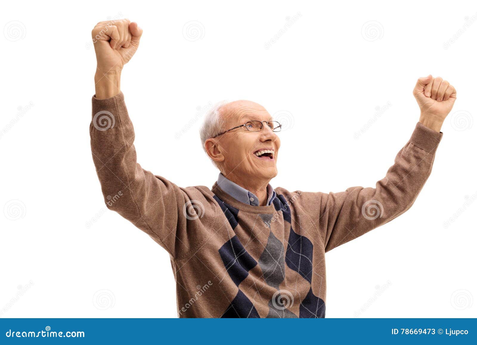 Overjoyed Elderly Man Gesturing Happiness Stock Image - Image of ...