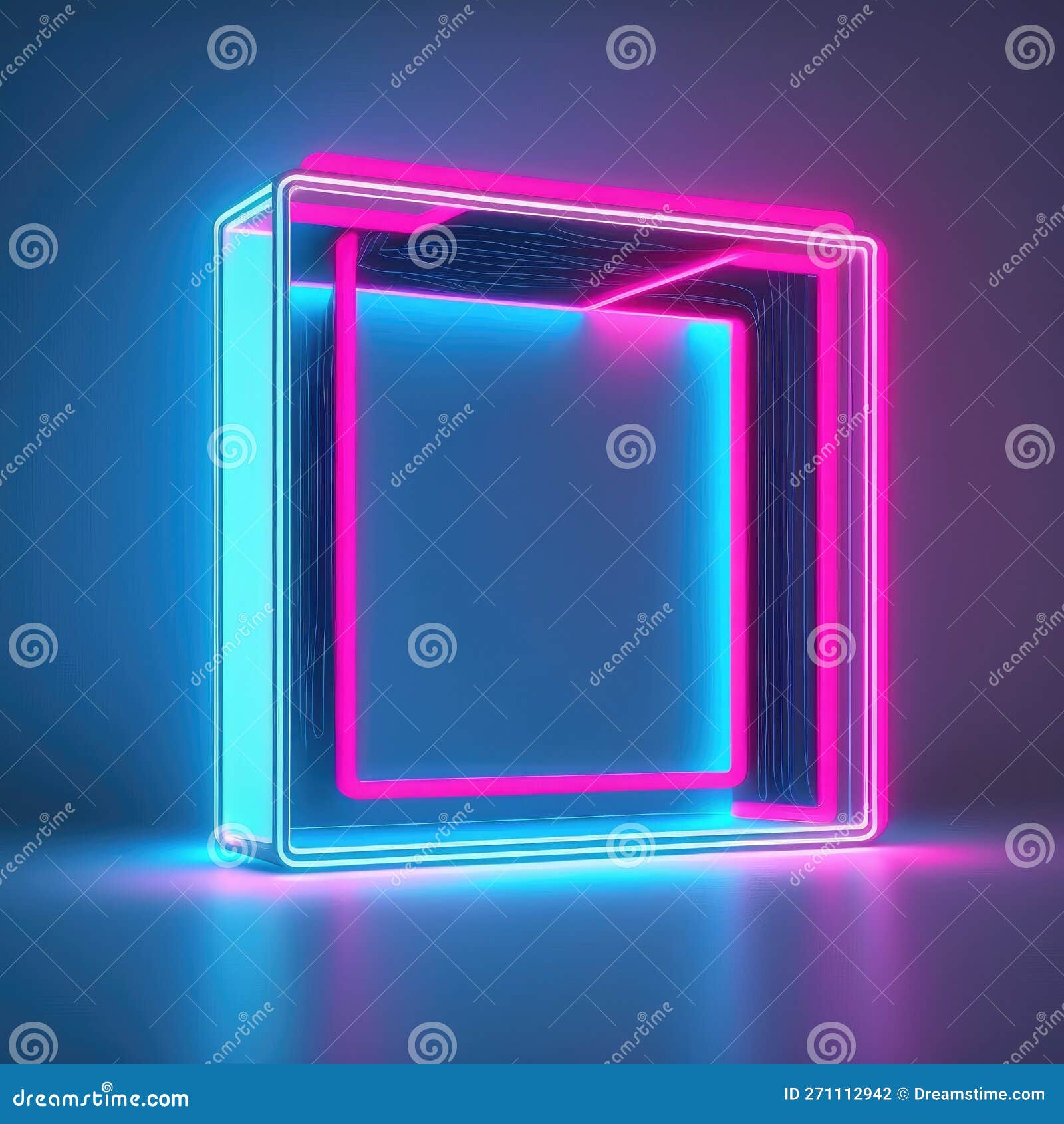 Overlapped Lightning Neon Magical Square Effecting on Black Background ...