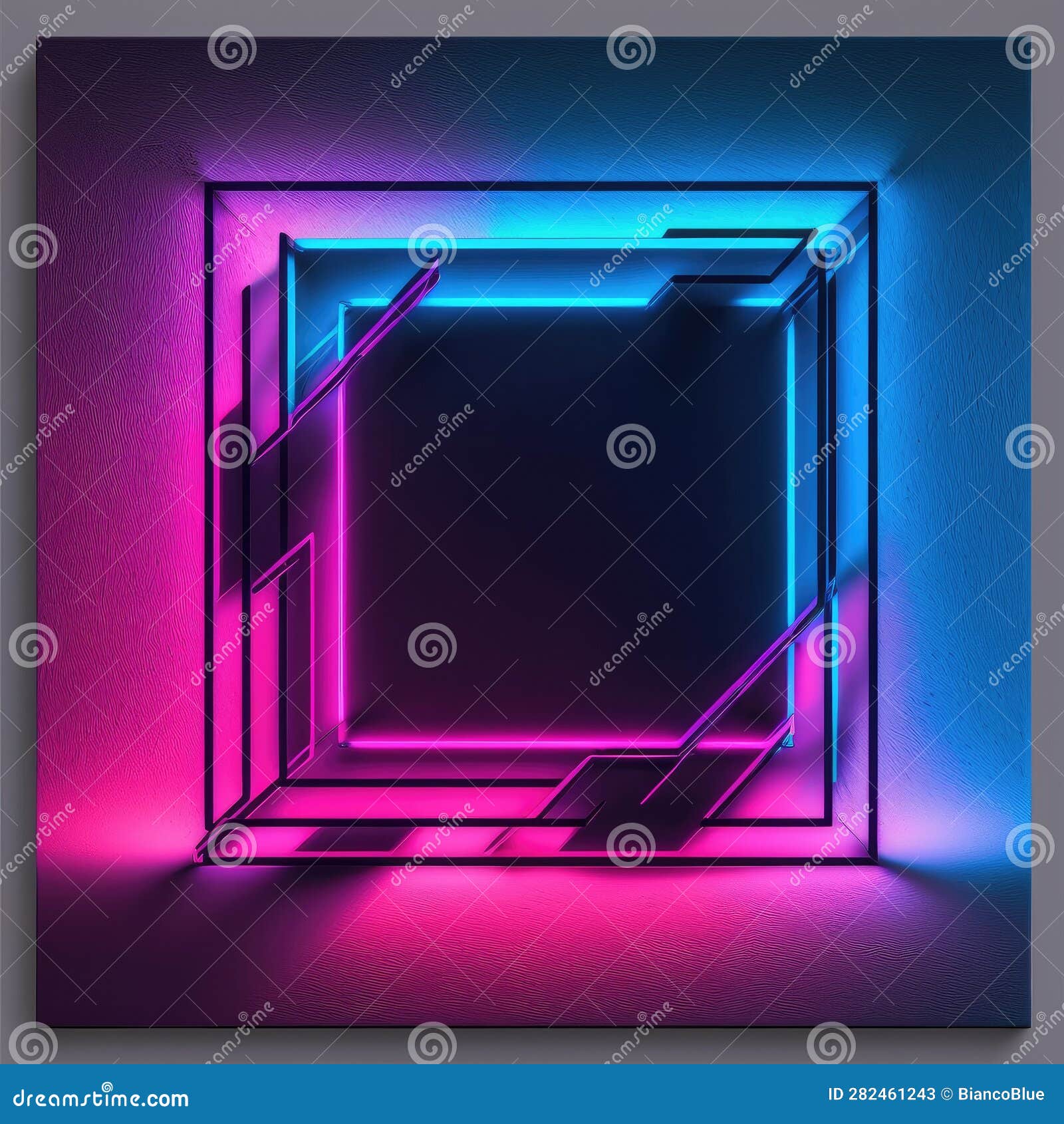 Overlapped Lightning Neon Magical Square Effecting on Black Background ...