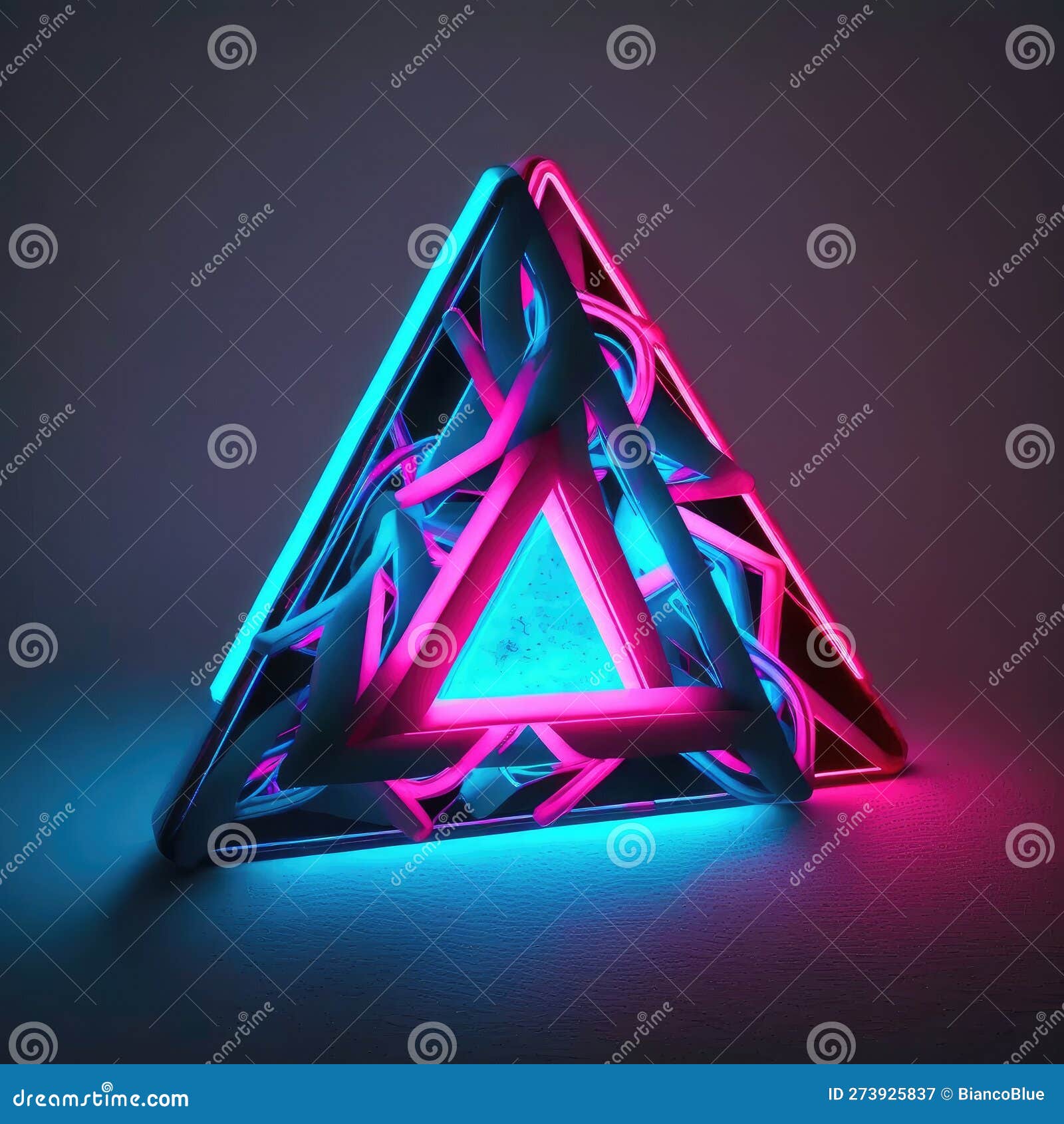 Overlapped Lightning Neon Magical Triangle Effecting on Black ...