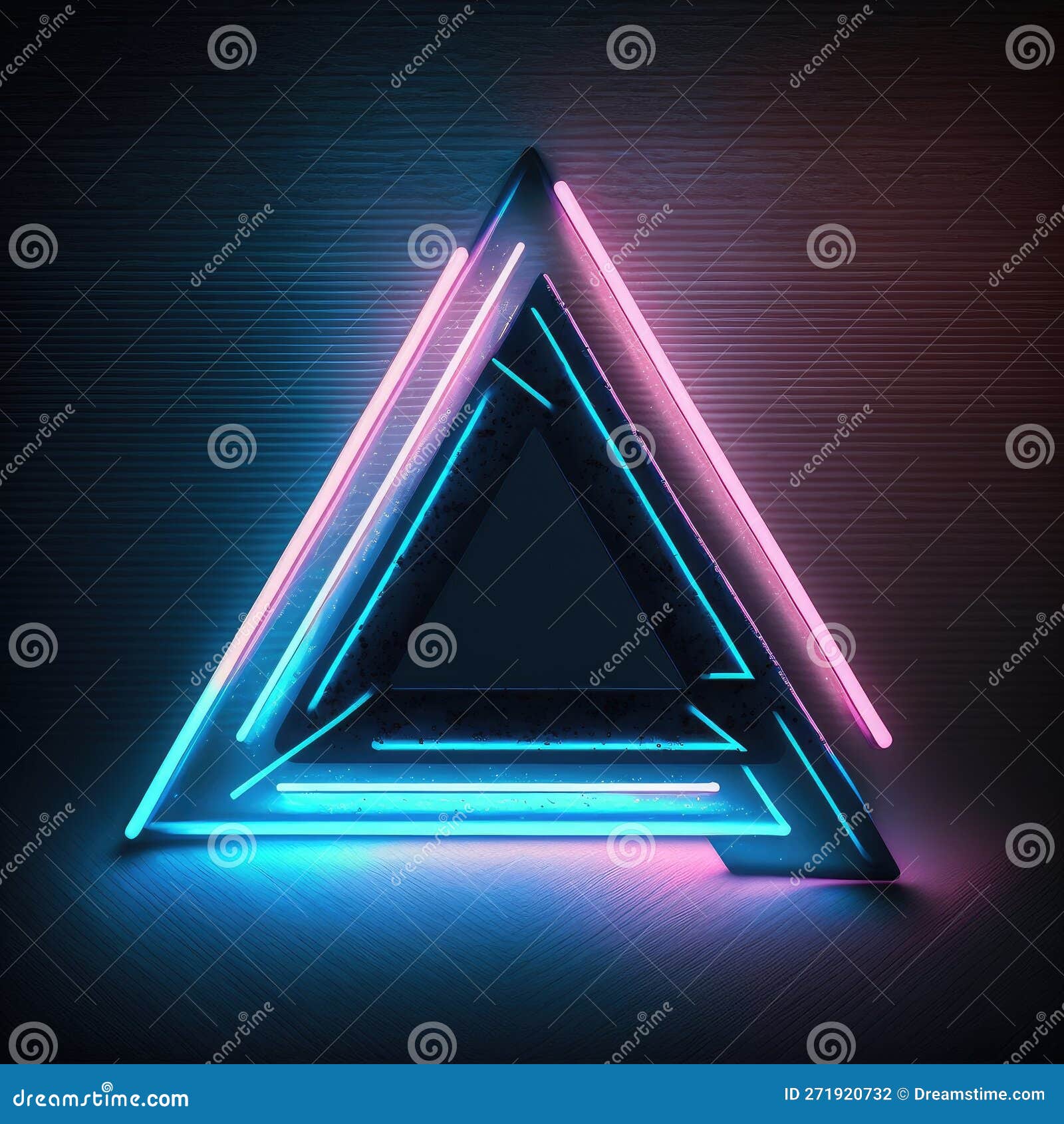 Overlapped Lightning Neon Magical Triangle Effecting on Black ...