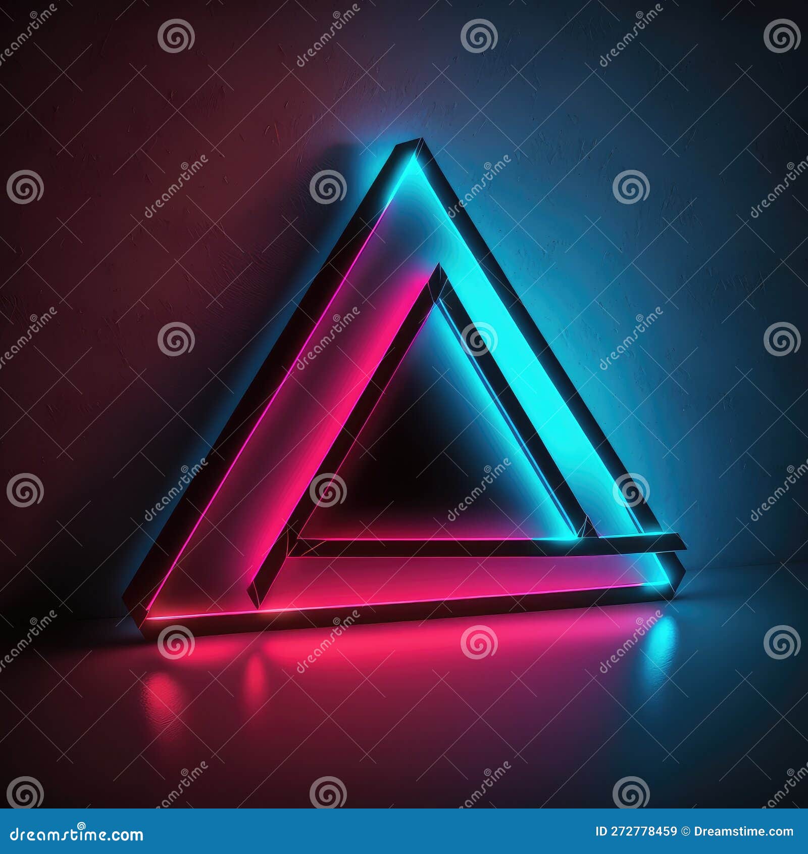 Overlapped Lightning Neon Magical Triangle Effecting on Black ...