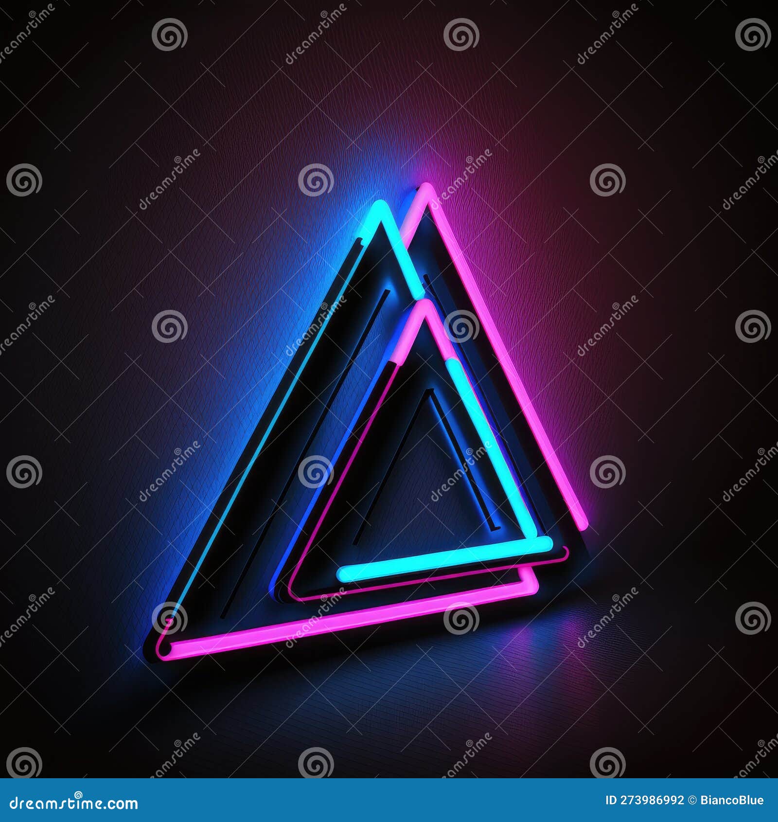 Overlapped Lightning Neon Magical Triangle Effecting on Black ...