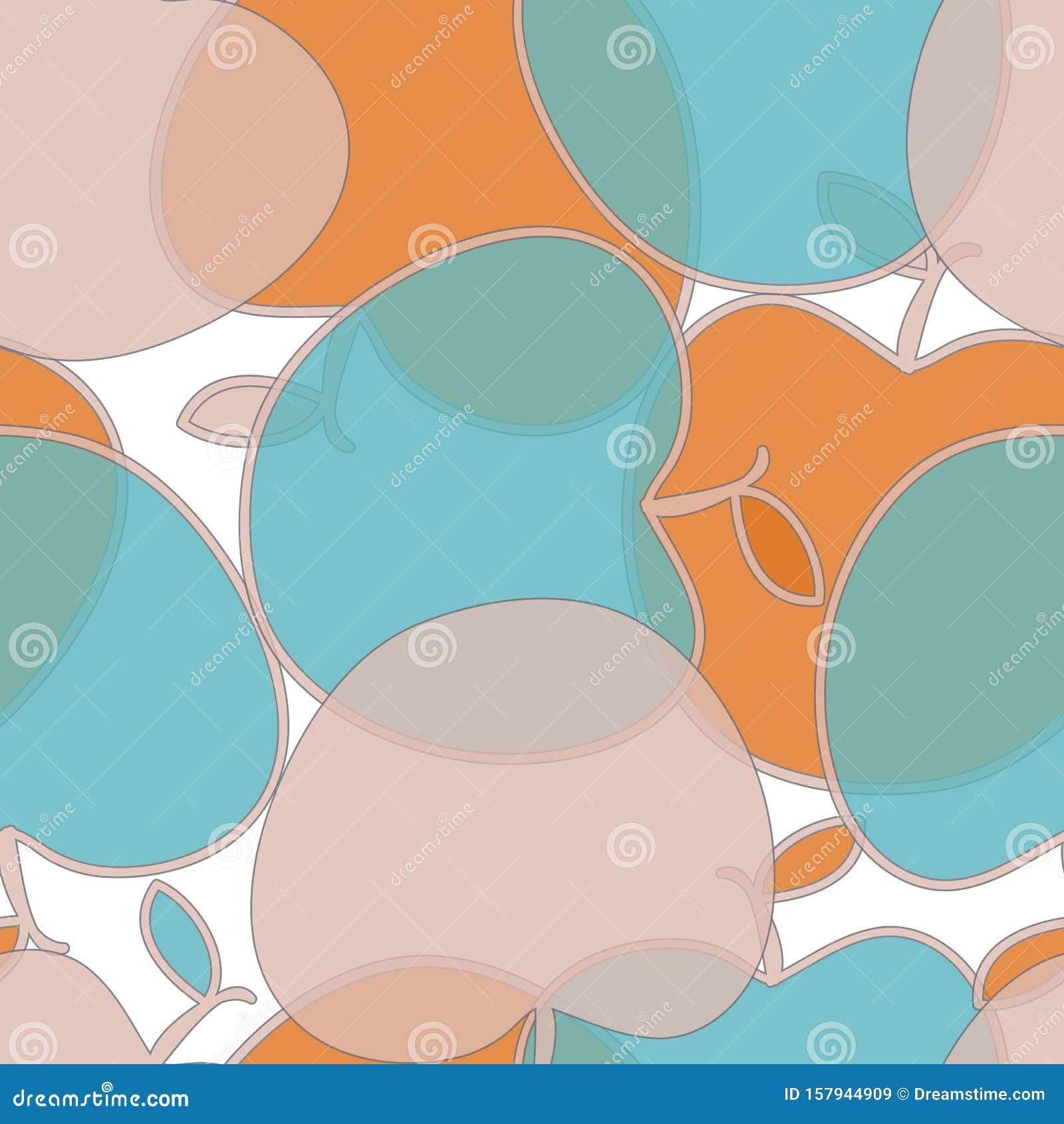 Overlapping Apples in Updated Fall Colors, Vector Repeat Pattern Stock ...