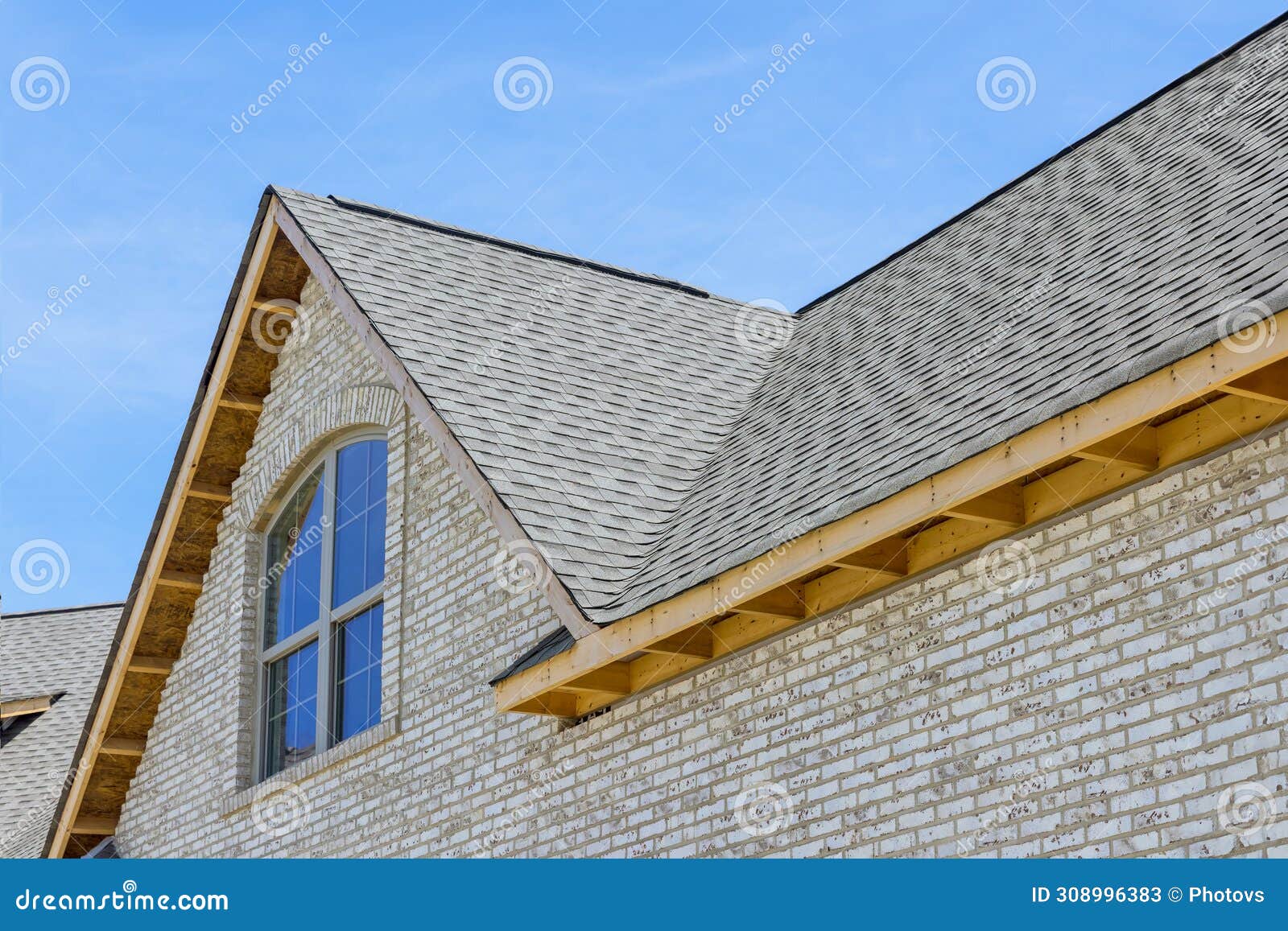 Overlapping Asphalt Shingles on a New Construction Roof Stock Image ...