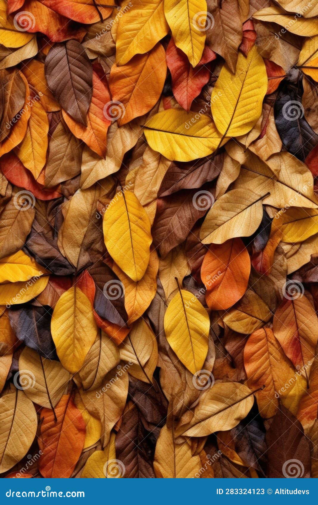 Overlapping Autumn Leaves Creating a Natural Pattern Stock Illustration ...