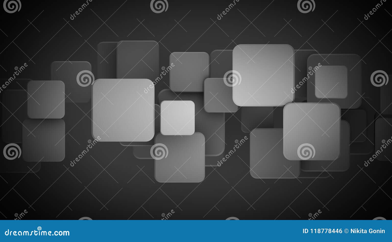 Overlapping Black Squares 3D Render Illustration Stock Illustration ...
