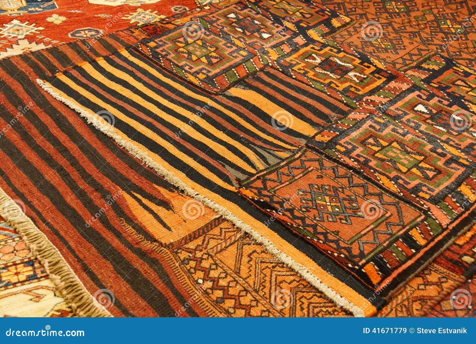 Overlapping Carpets with Intricate Kurdish Patterns Stock Image - Image ...
