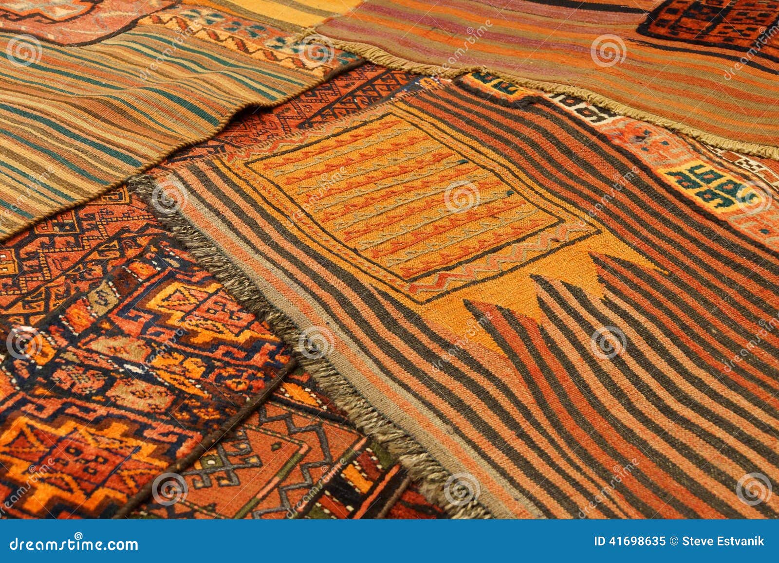 Overlapping Carpets with Intricate Kurdish Patterns Stock Image - Image ...