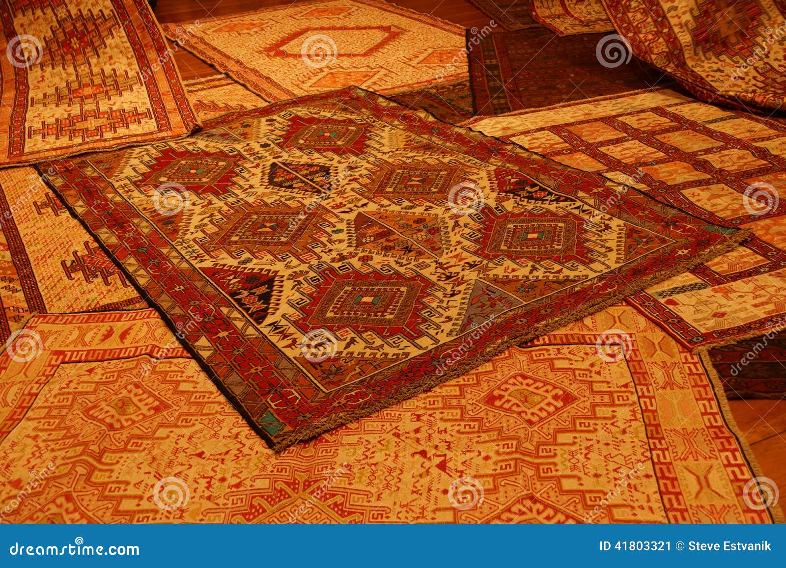 Overlapping Carpets with Intricate Kurdish Patterns Stock Image - Image ...