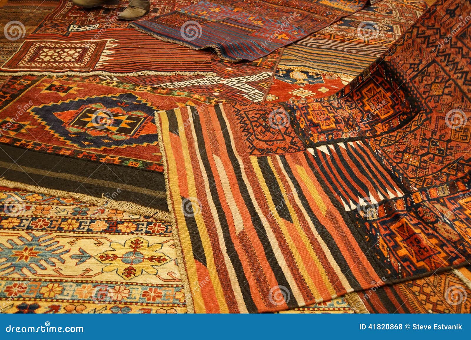 Overlapping Carpets with Intricate Kurdish Patterns Stock Photo - Image ...