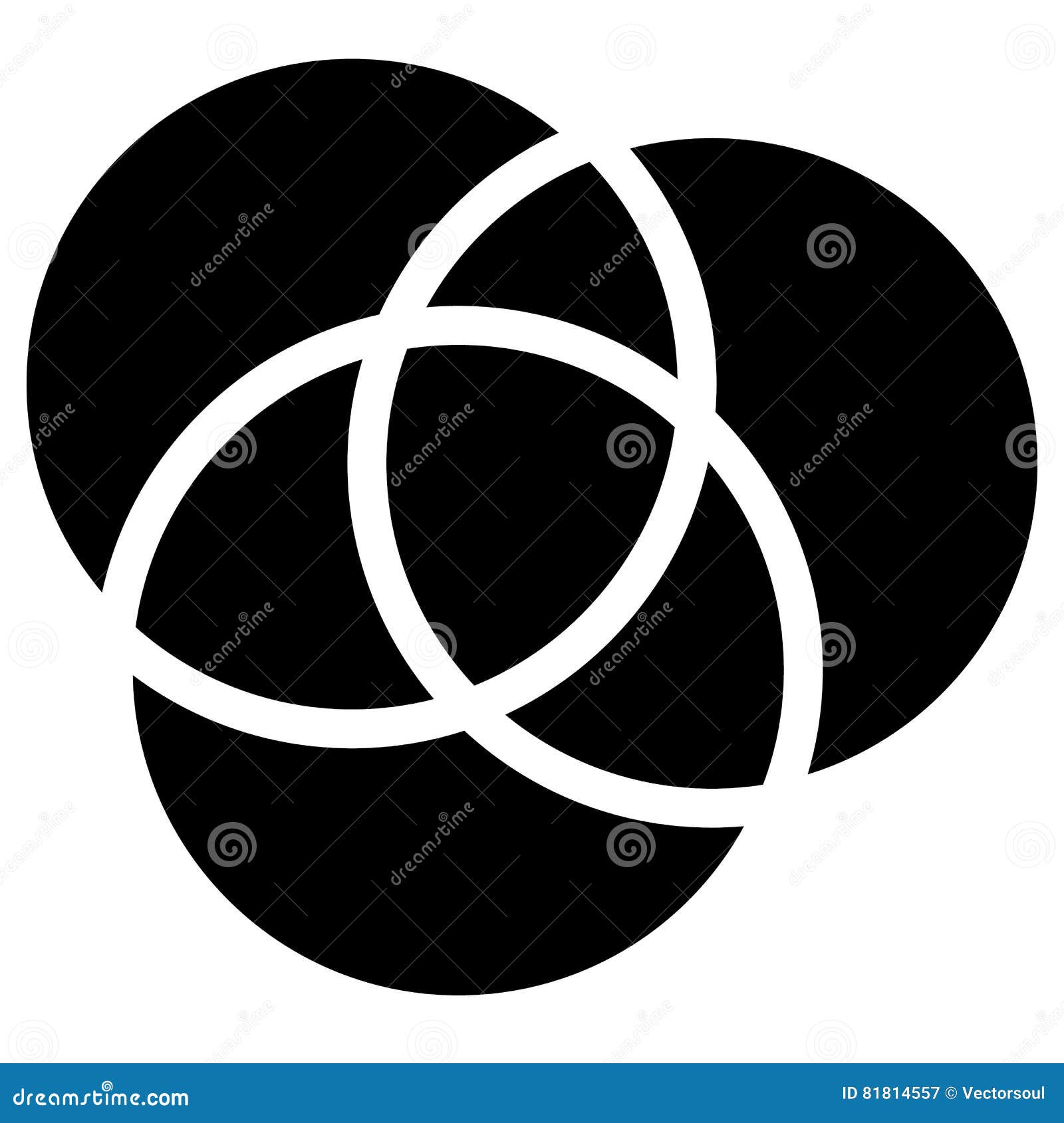 Overlapping Circles Icon - Contour Of 3 Overlapping, Intersecting ...
