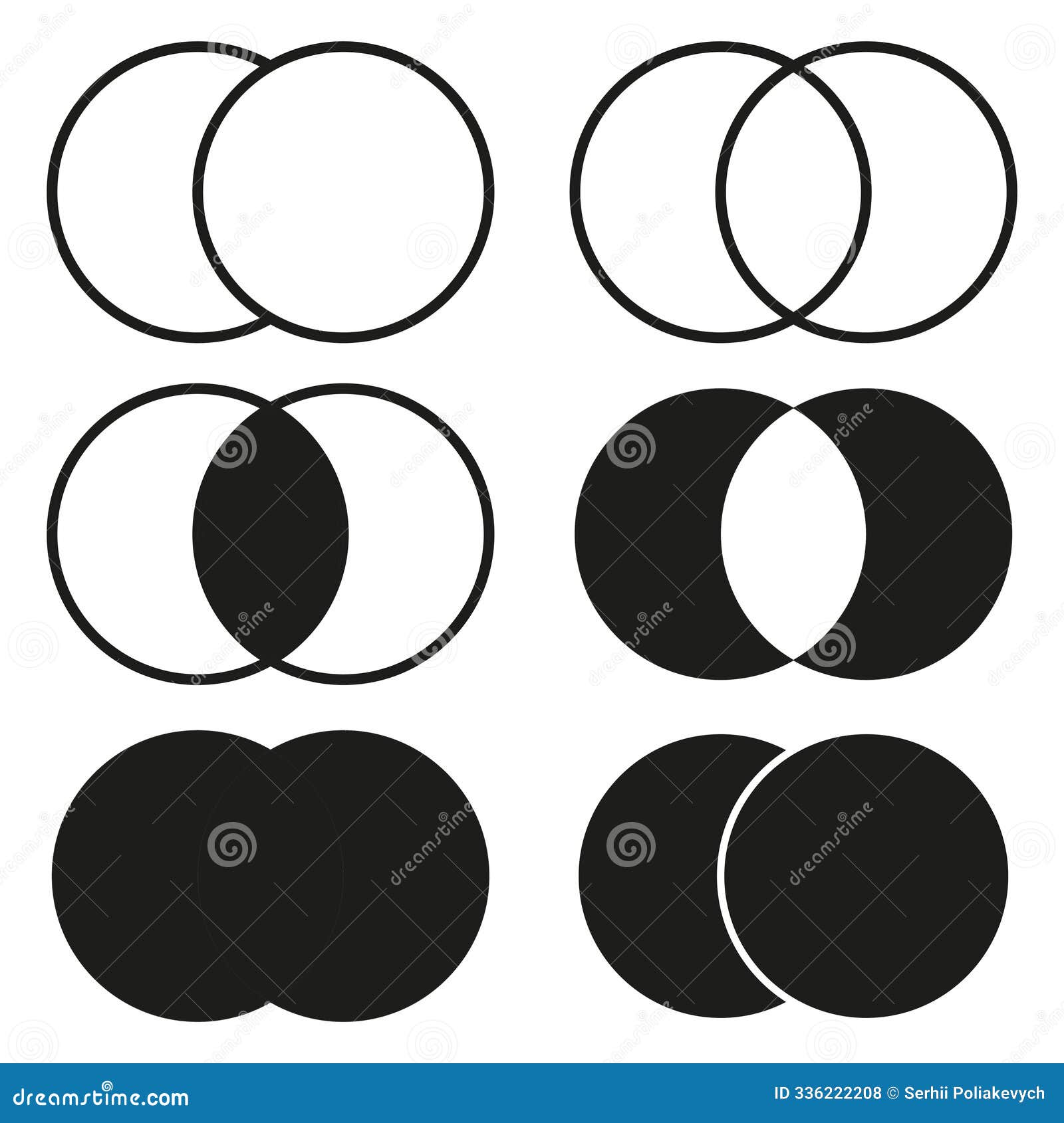 Overlapping Circles Icon. Intersecting Shapes Symbol. Venn Diagram ...