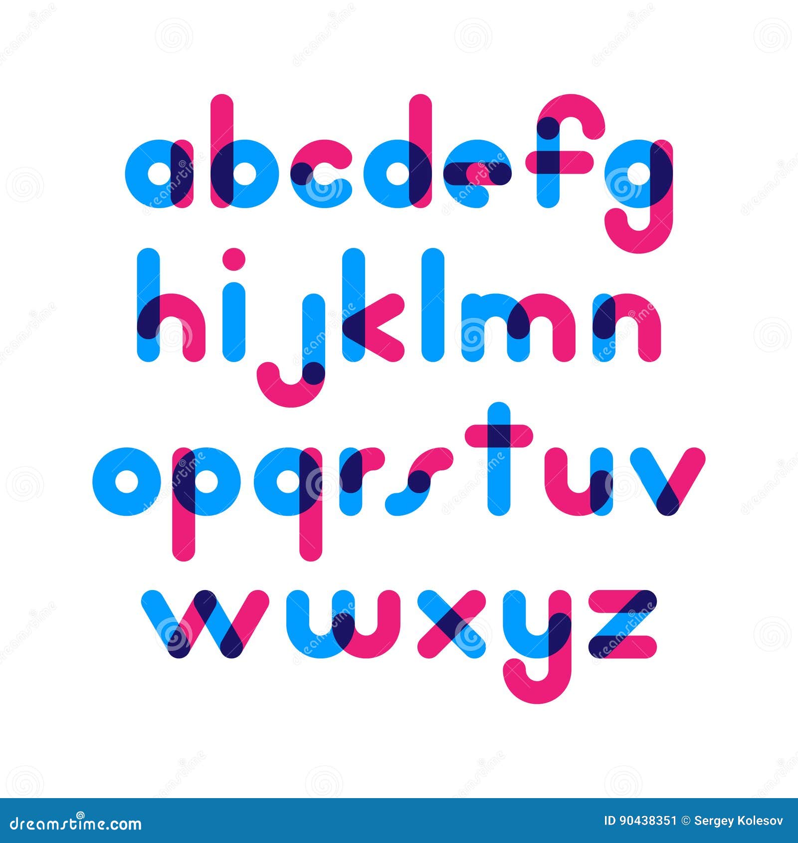 Overlapping Colorful Rounded Flat Font. Vector Letters Althabet Stock ...