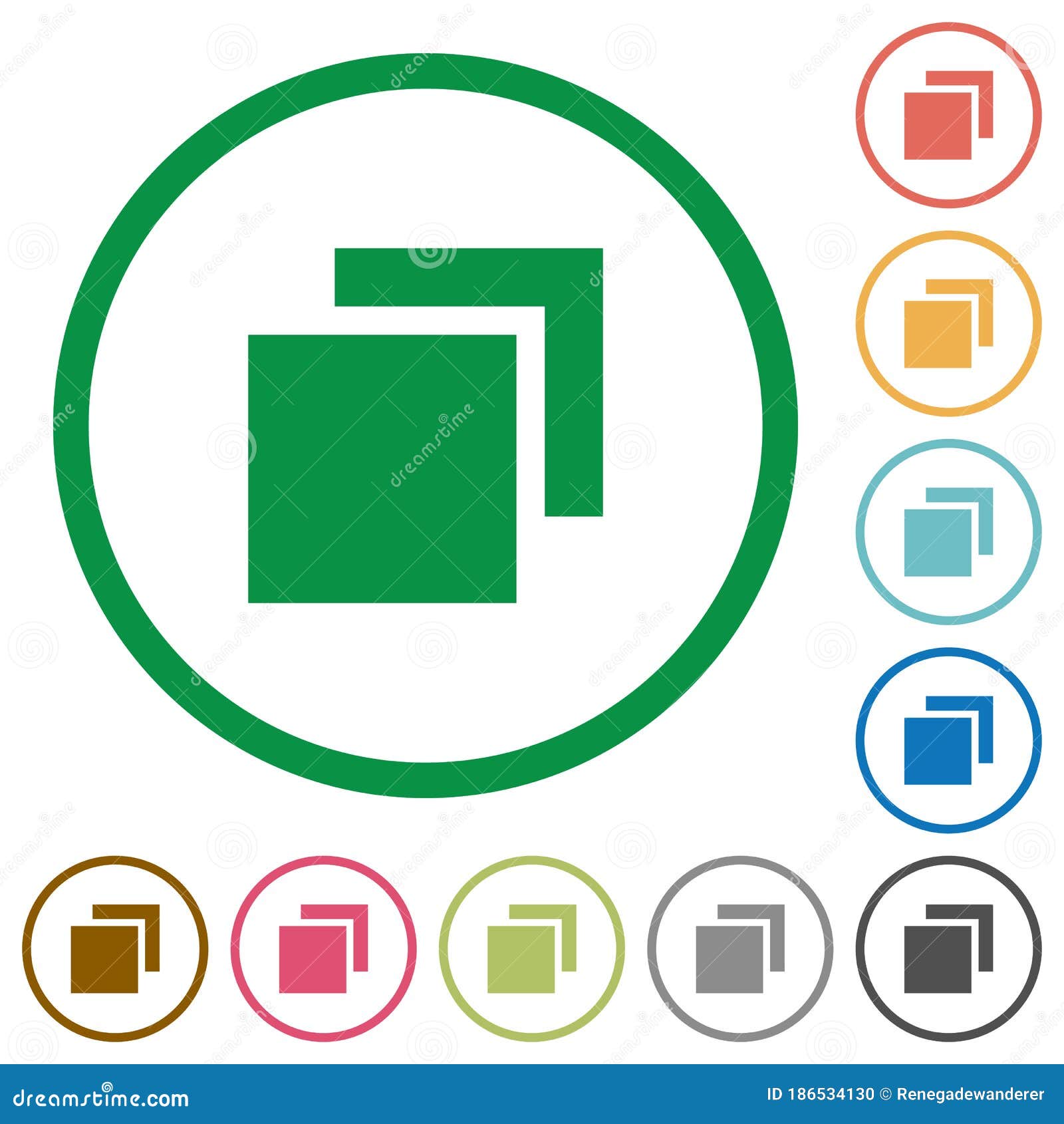 Overlapping Elements Flat Icons with Outlines Stock Vector ...