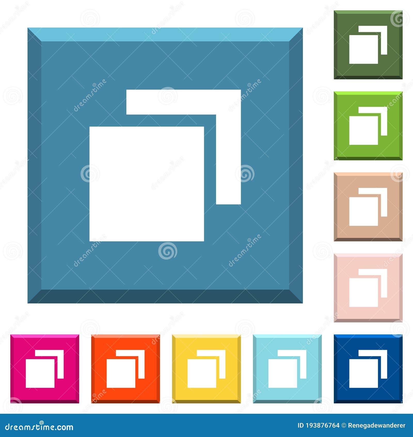 Overlapping Elements White Icons on Edged Square Buttons Stock ...
