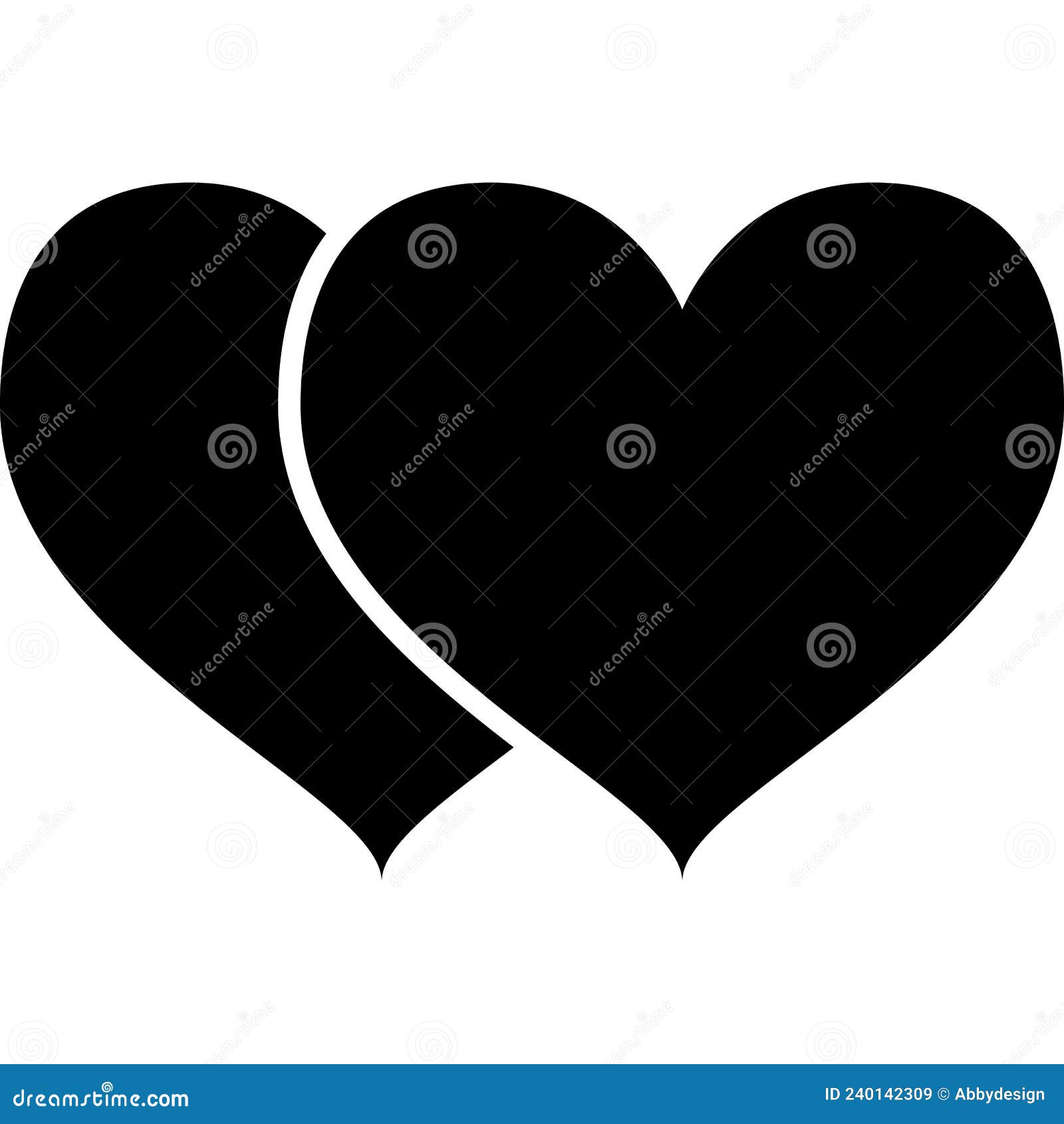 Overlapping Heart Glyph Icon Vector Stock Vector - Illustration of ...
