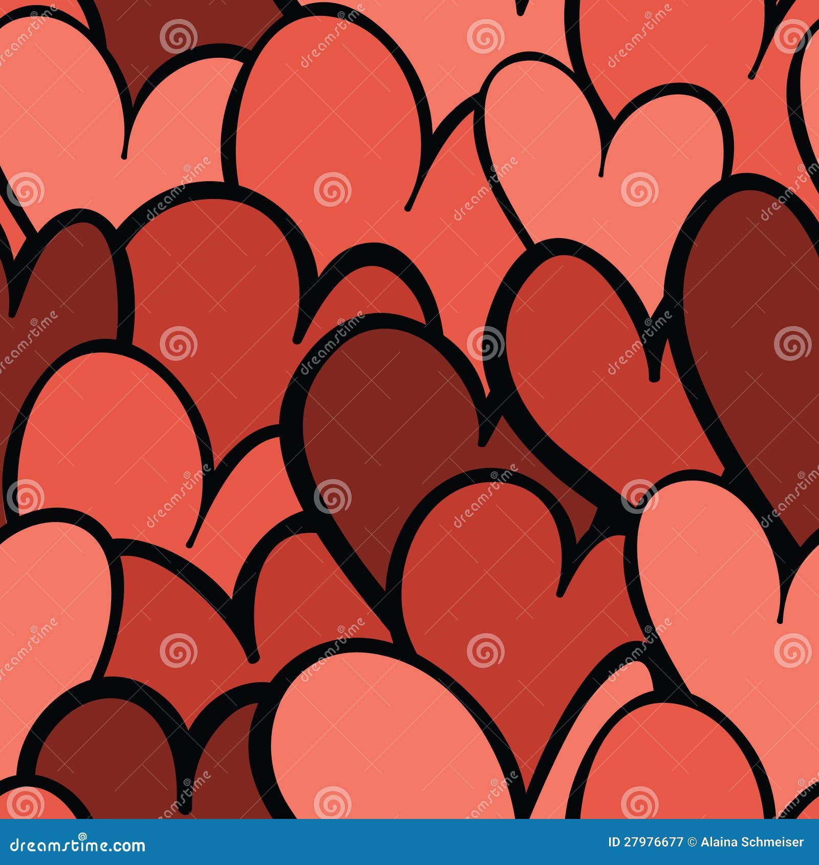 Overlapping Hearts Seamless Pattern Stock Vector - Illustration of ...